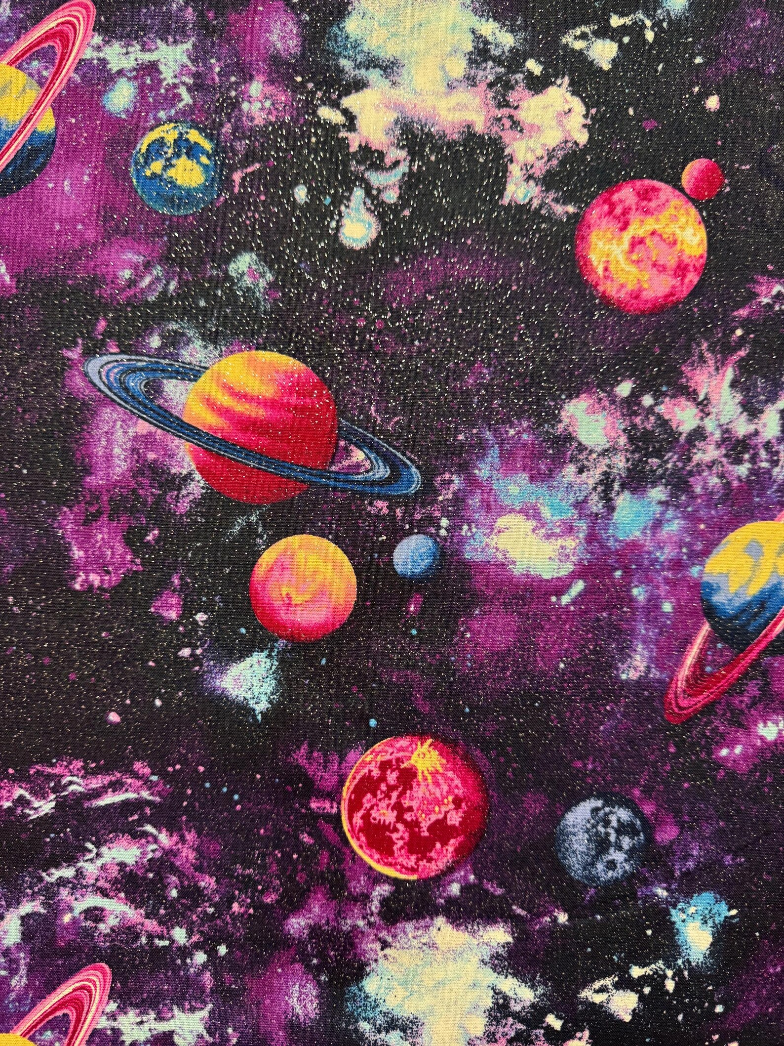 Fat Quarter | Solar Planets Space Celestial Sparkle Cotton Fabric - Etsy
