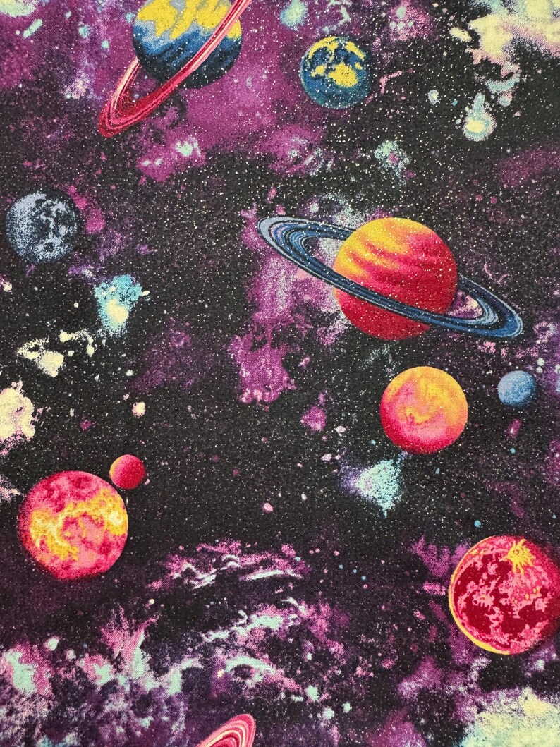 Fat Quarter | Solar Planets Space Celestial Sparkle Cotton Fabric - Etsy