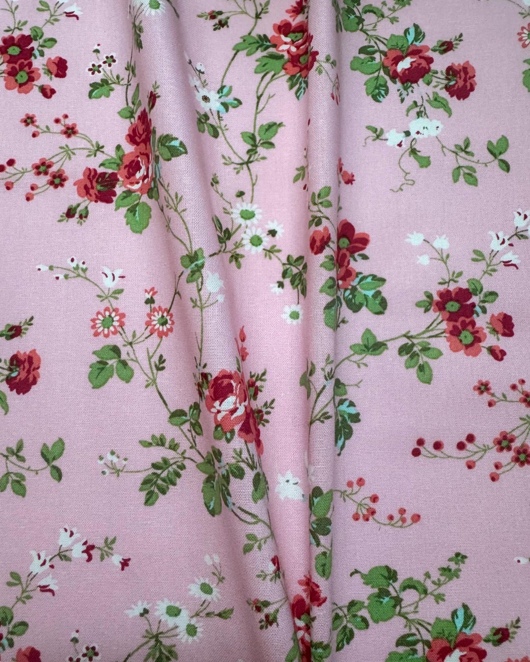 Fat Quarter | Pink Roses Cotton Fabric | Vintage Look Floral Calico - Etsy