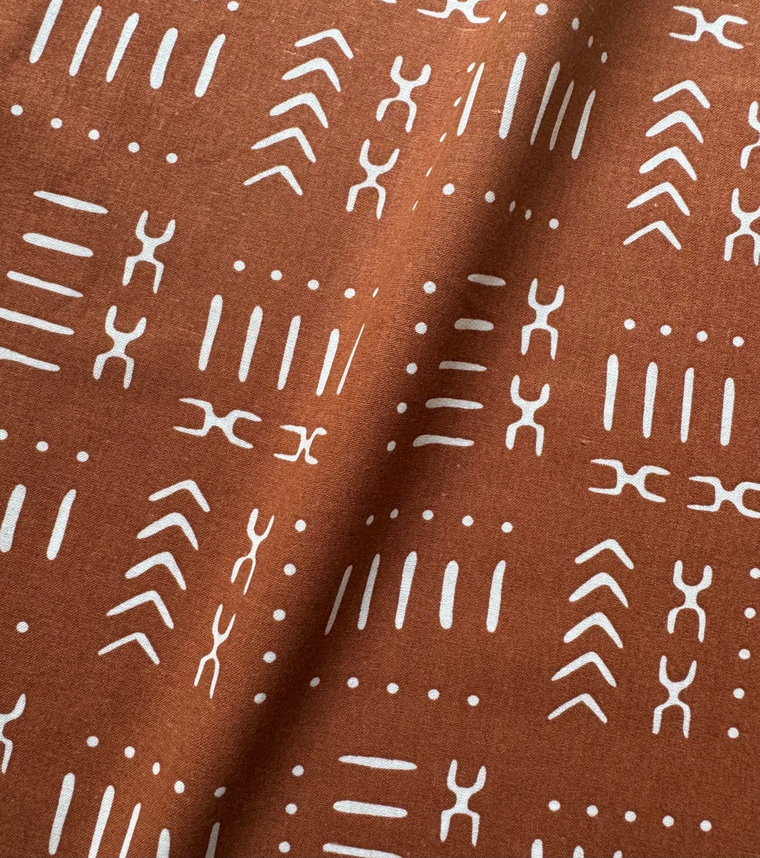 Boho Print Cotton Fabric | Rust Brown Scandinavian Bohemian | Fat ...