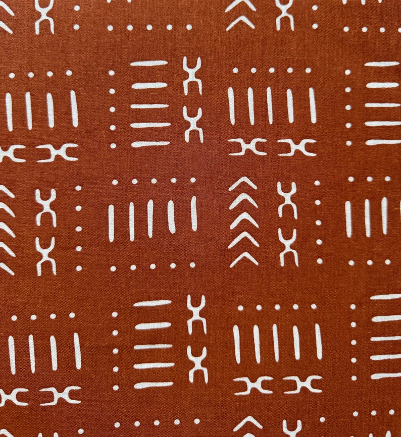 Boho Print Cotton Fabric | Rust Brown Scandinavian Bohemian | Fat ...