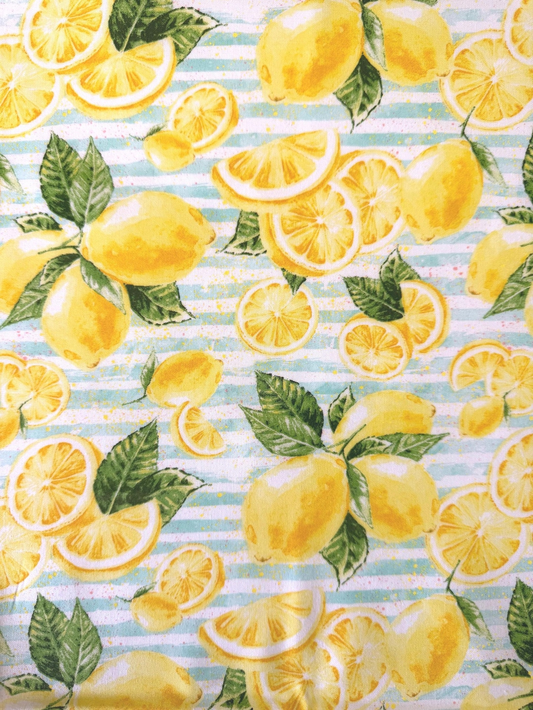Fat Quarter | Lemons on Blue Stripe Cotton Fabric - Etsy