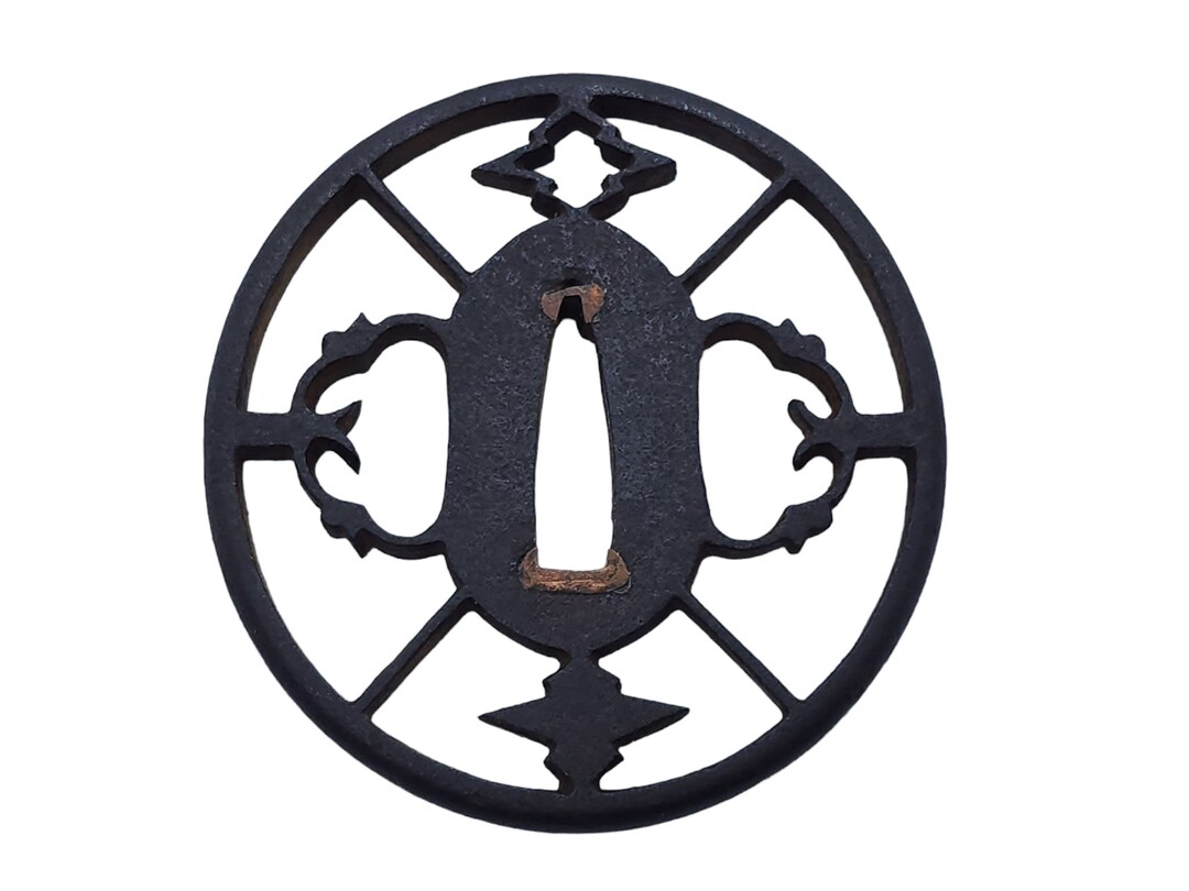 Japanese Sword Guard Edo Periodtsuba Fine Ironrhombus Shape Rounded ...