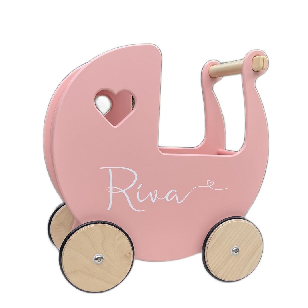 Personalised Wooden Doll’s Pram | Pink, Red or White | 18 Months+ ...