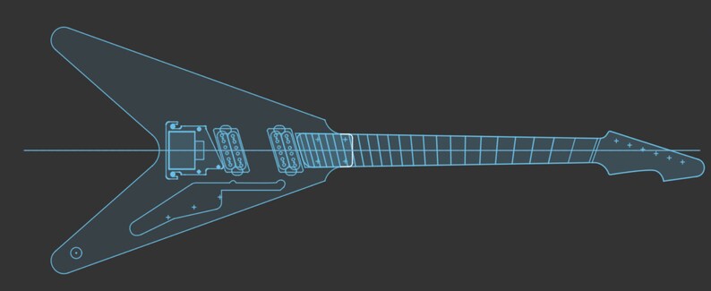 Custom V .dxf Guitar File Multiscale 27-25.5", Kahler Multiscale Bridge ...