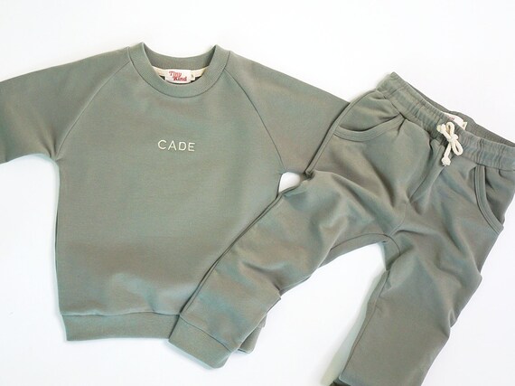 Jogger Set for Kids 2 Piece Sweatshirt Set Name Centered - Etsy