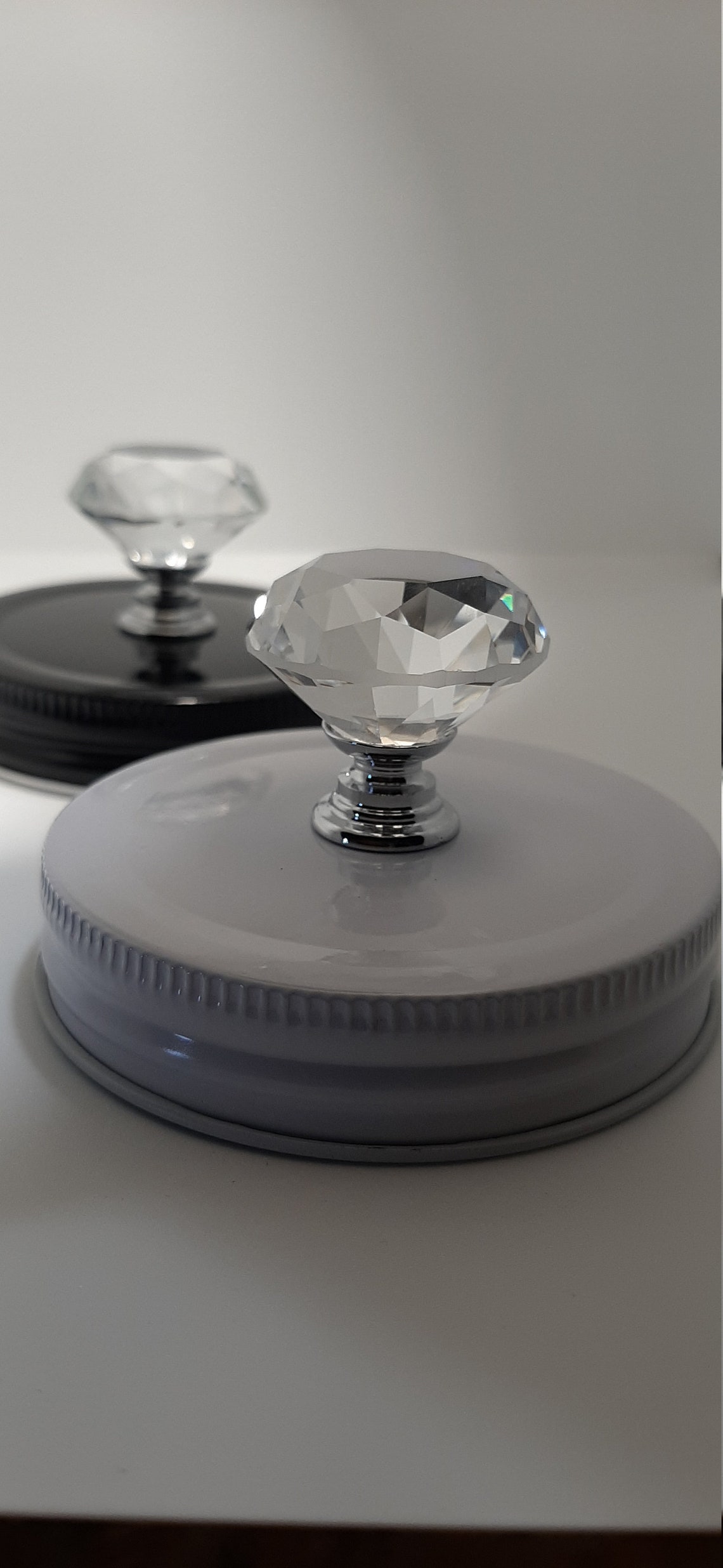 Crystal knob decorative Mason jar lid | Etsy