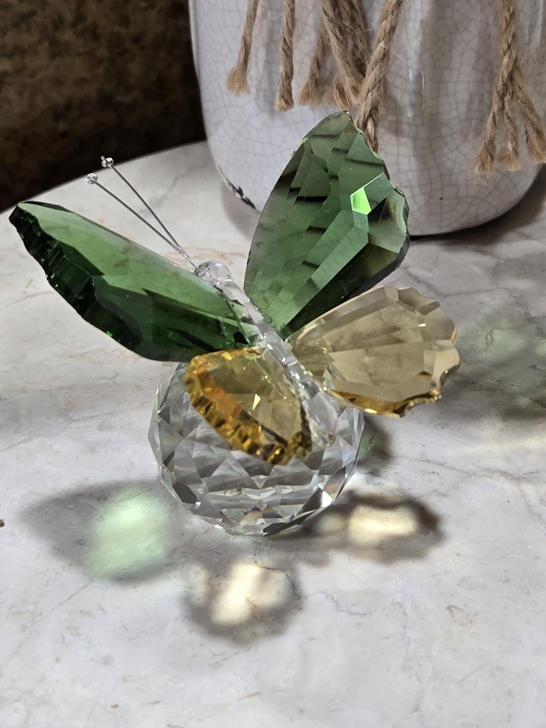 Crystal Yellow and Green Butterfly Figurine With Glass Ball Base - Etsy