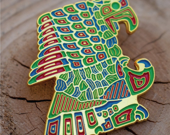 Quetzalcoatl Enamel Pin: Aztec Mythology Beastiary Pin Club - Etsy