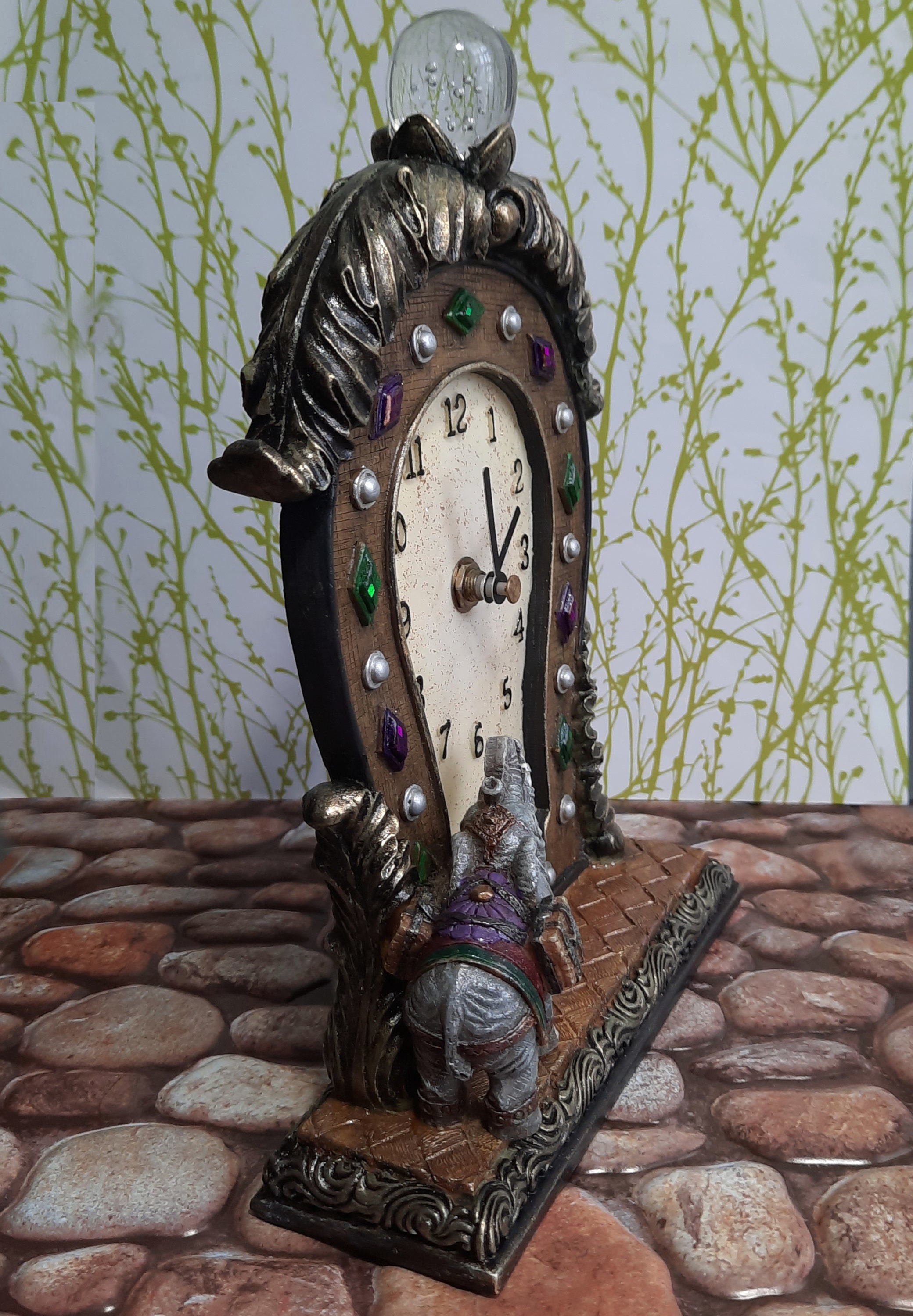 Elephant Table Clock Vintage Deck Clock Figurine Gray Elephant Quarts ...