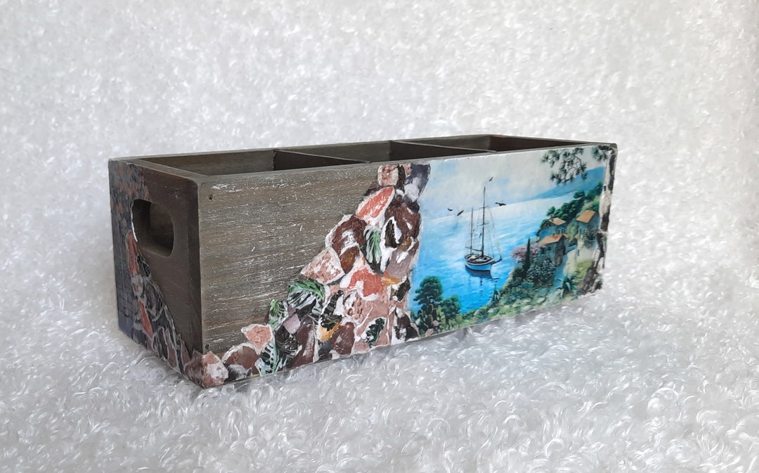 Wooden Desk Storage Open Storage Decorative Box for Flowers Rustic ...