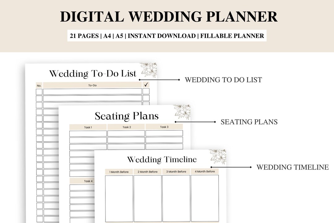 Wedding Planner Printable PDF, Digital Wedding Planner, Wedding ...