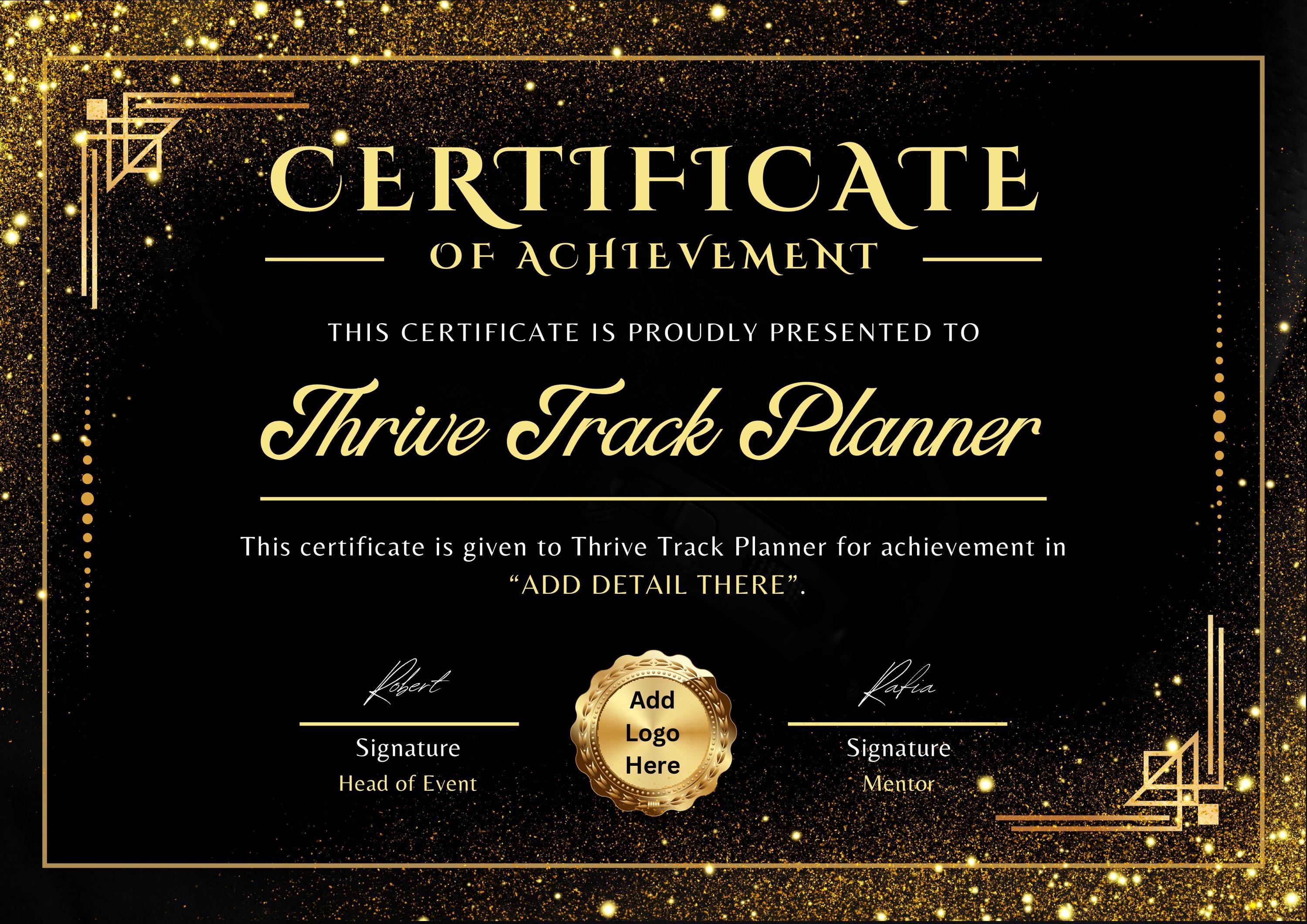 Black Editable Certificate Template, Customized Certificate of ...