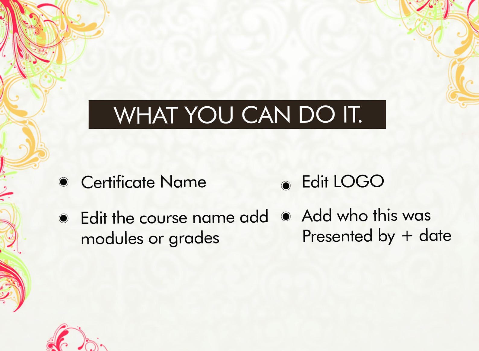 Black Editable Certificate Template, Customized Certificate of ...