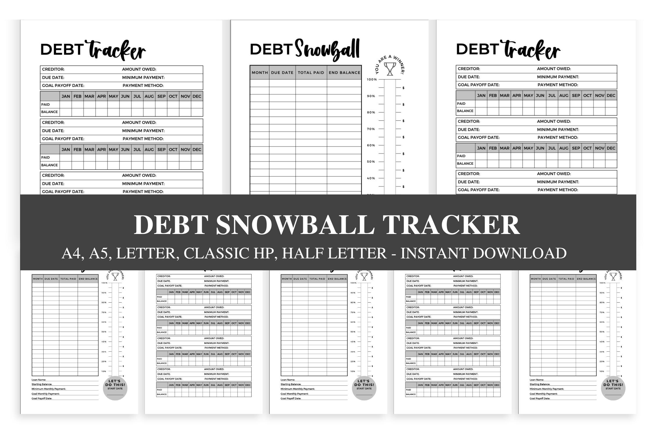 Debt Snowball Tracker Printable | Debt Payoff Planner, Snowball Method ...