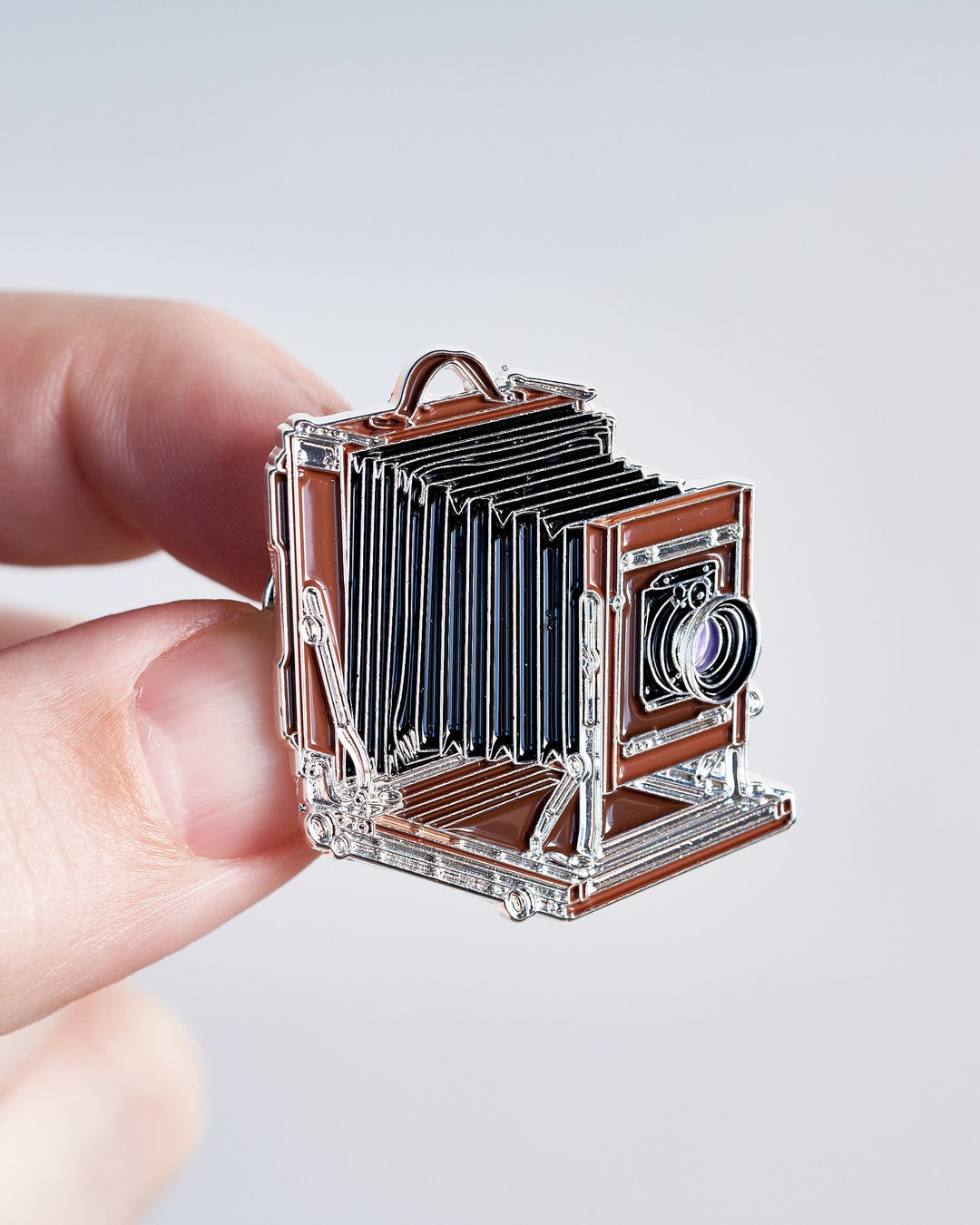 Wooden Large Format Film Camera Enamel Pin - Etsy