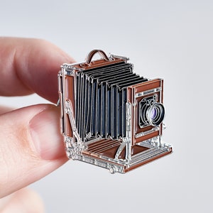 Wooden Large Format Film Camera Enamel Pin - Etsy