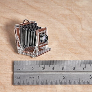 Wooden Large Format Film Camera Enamel Pin - Etsy