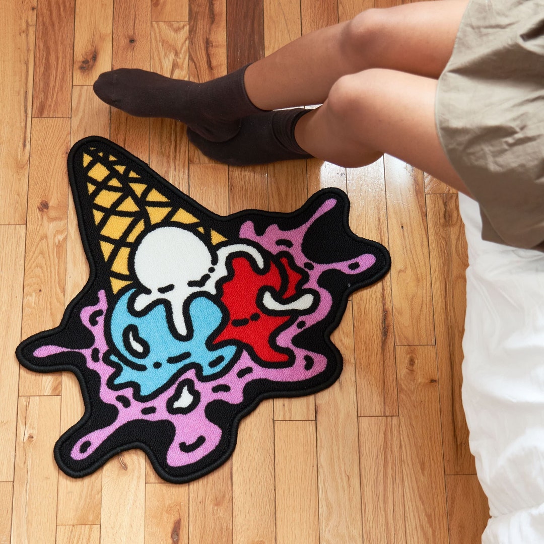 Ice Cream Cone Dropped Dessert Mini Rug - Doormat Bathmat Perfect ...