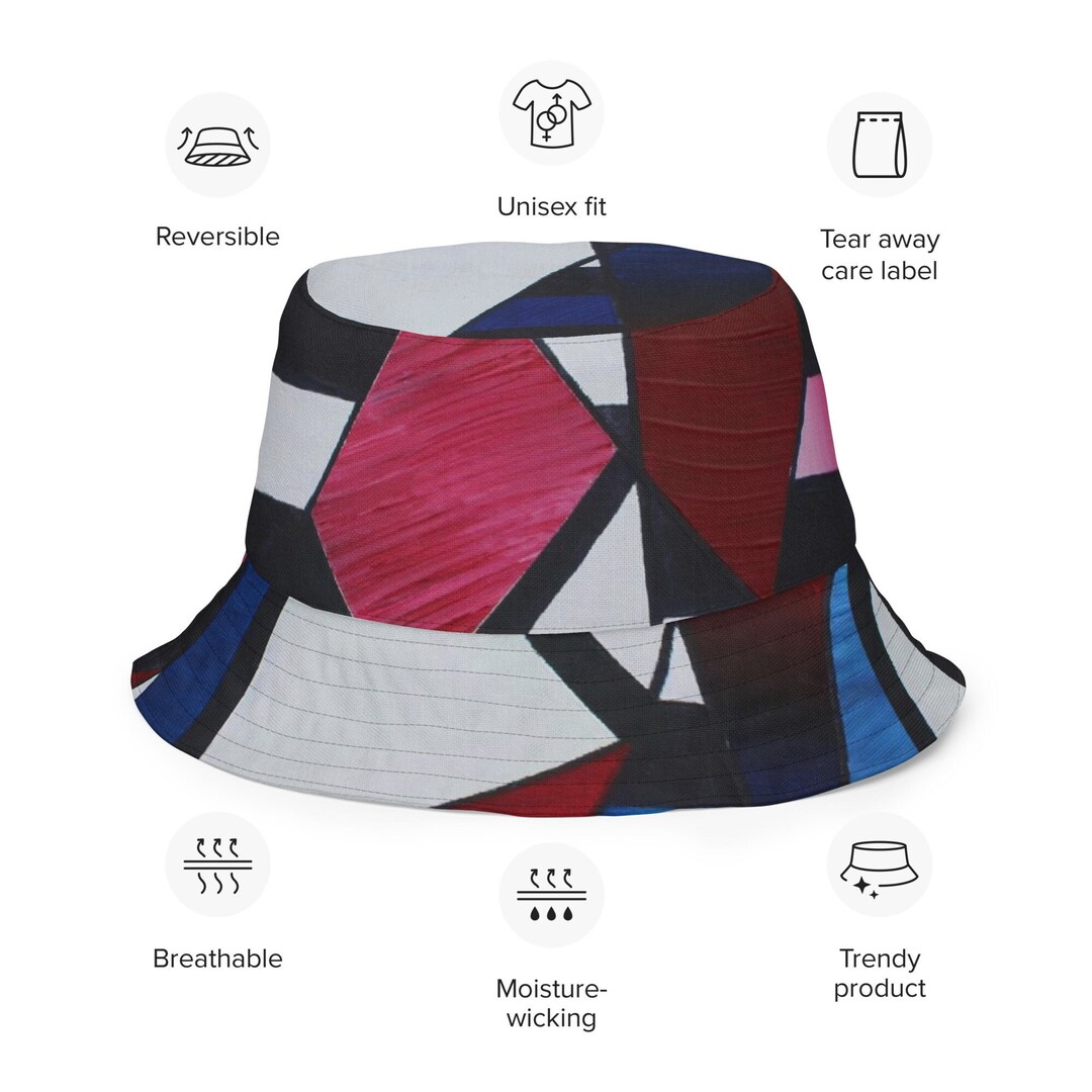 Fusion Illusion” Reversible Bucket Hat - Reversible Hat Abstract Hat ...