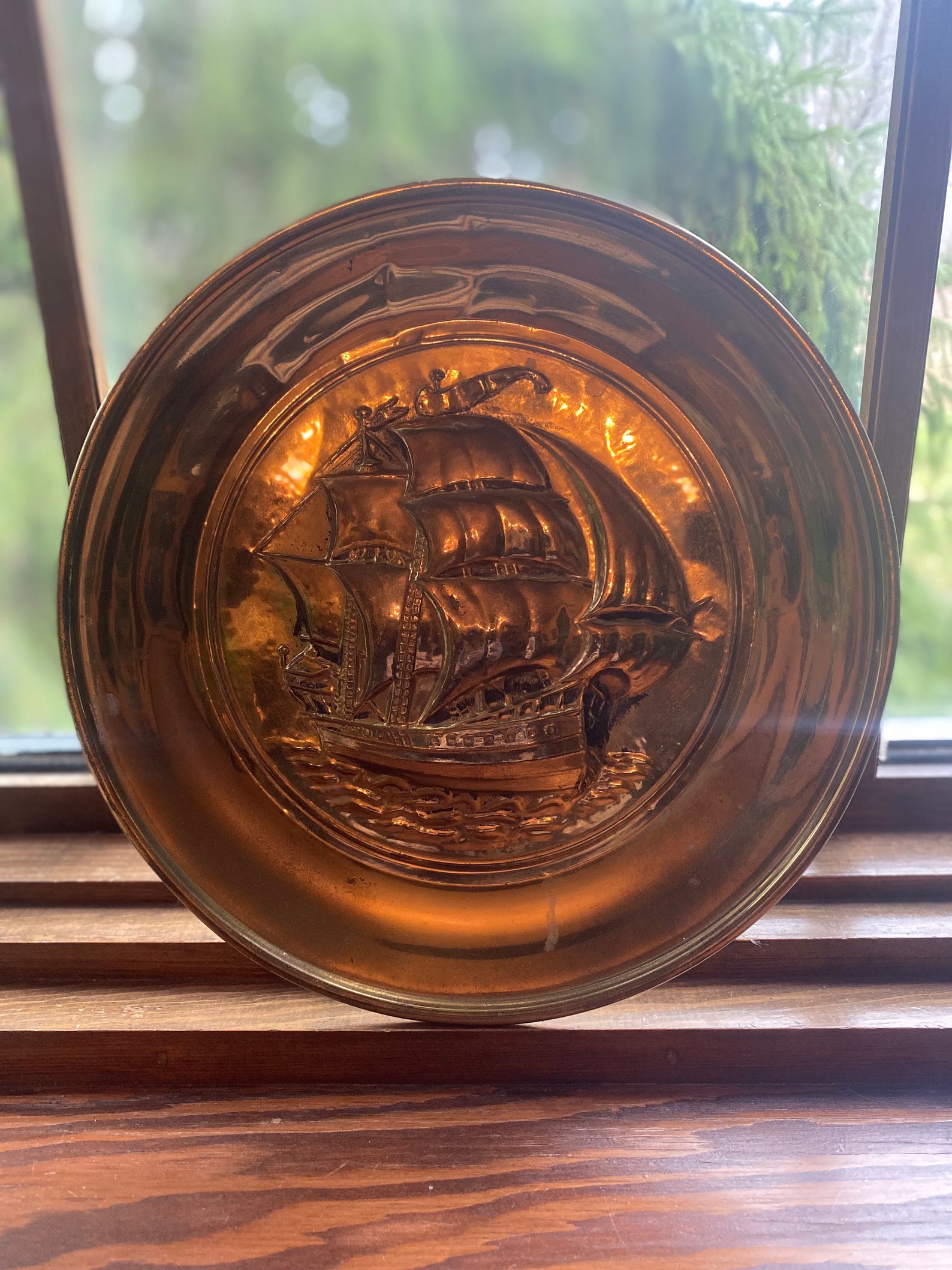 Vintage 1970s Brass Ship Decorative Plate brass Plate Ship - Etsy