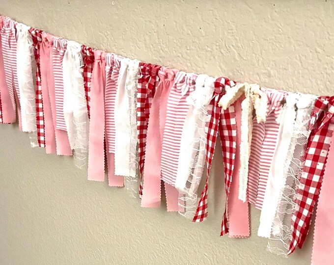 Gingham Banner, Bunting, Fabric Pennant Garland Flags, Baby Shower ...