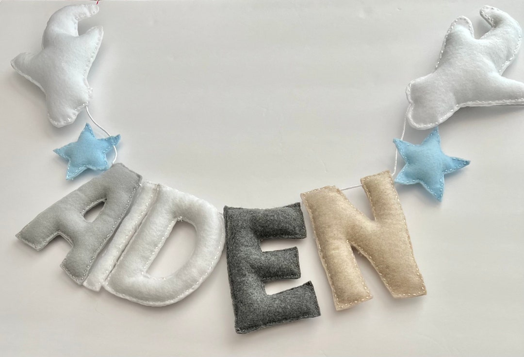 Custom Boy Name Banner Boy Nursery Felt Name Boy Boy Wall Garland Boy ...