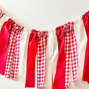 Red Gingham Fabric Banner: Picnic Party Garland - Etsy