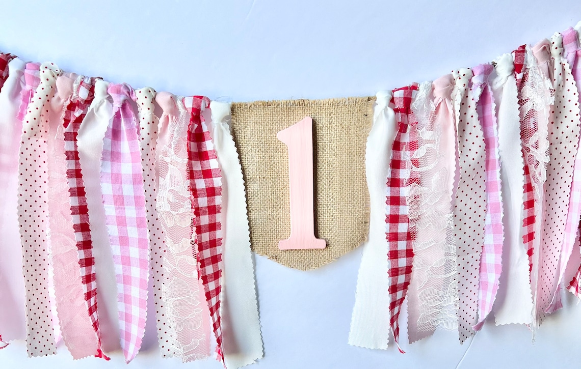 Red Gingham 1st Birthday Highchair Banner: Pink Number One - Etsy