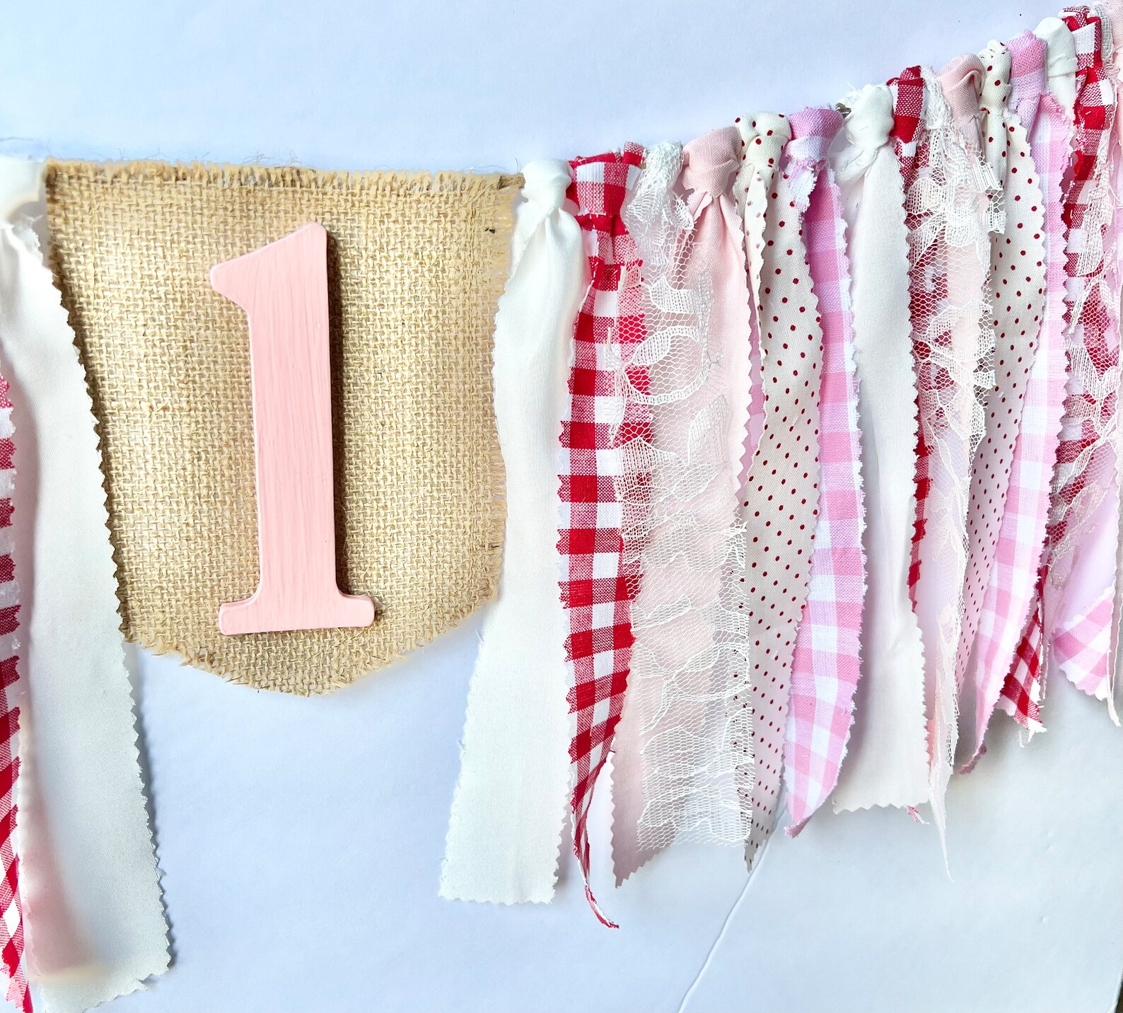 Red Gingham 1st Birthday Highchair Banner: Pink Number One - Etsy