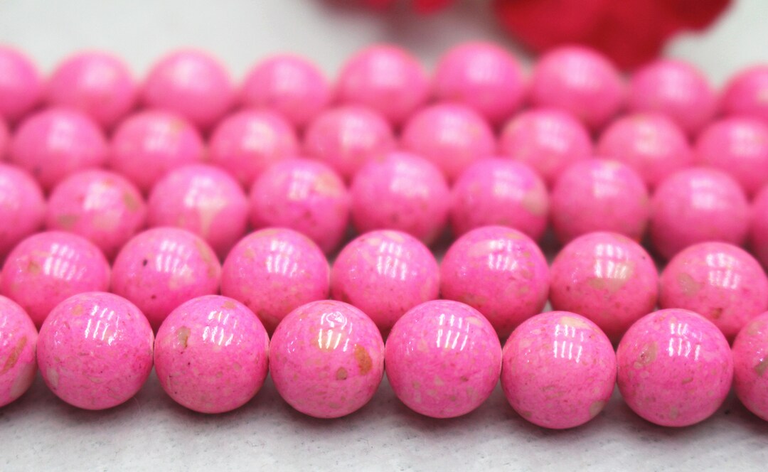 Pink Fossils Smooth and Round Beads,6mm 8mm 10mm 12mm Fossils Beads ...