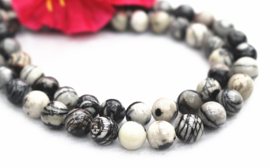 Natural Black Picasso Jasper Smooth Round Beads,4mm 6mm 8mm 10mm 12mm ...