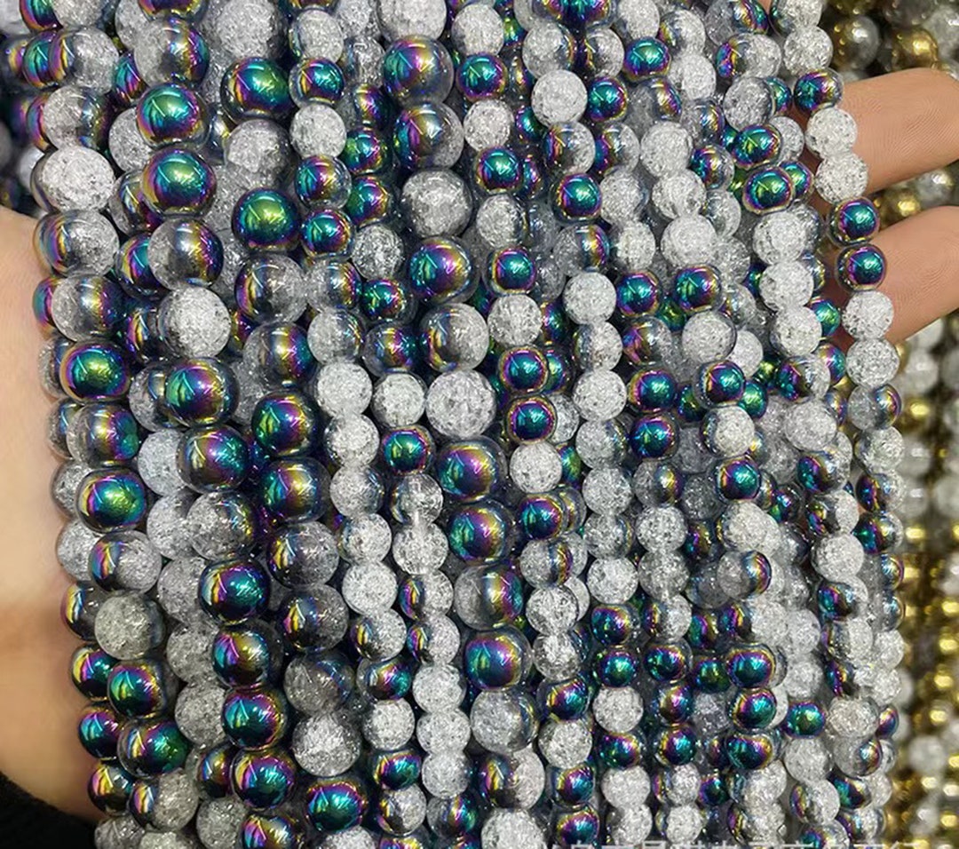 Rainbow Crystal Quartz Round Beads,electroplating Snow Rock Crystal ...