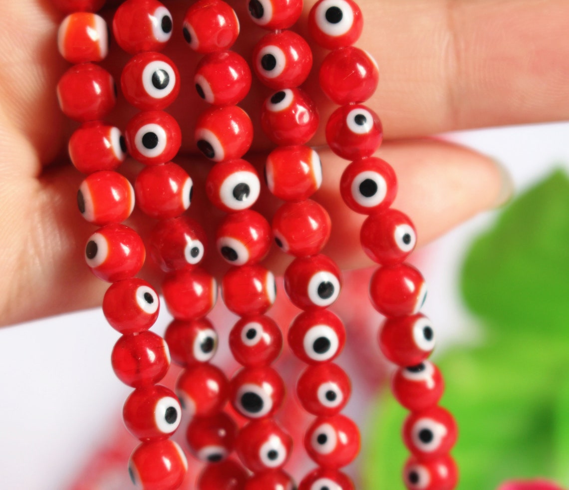 Evil Eye Beads Beads,6mm 8mm 10mm 12mm Red Evil Eyes Coloured Glaze ...