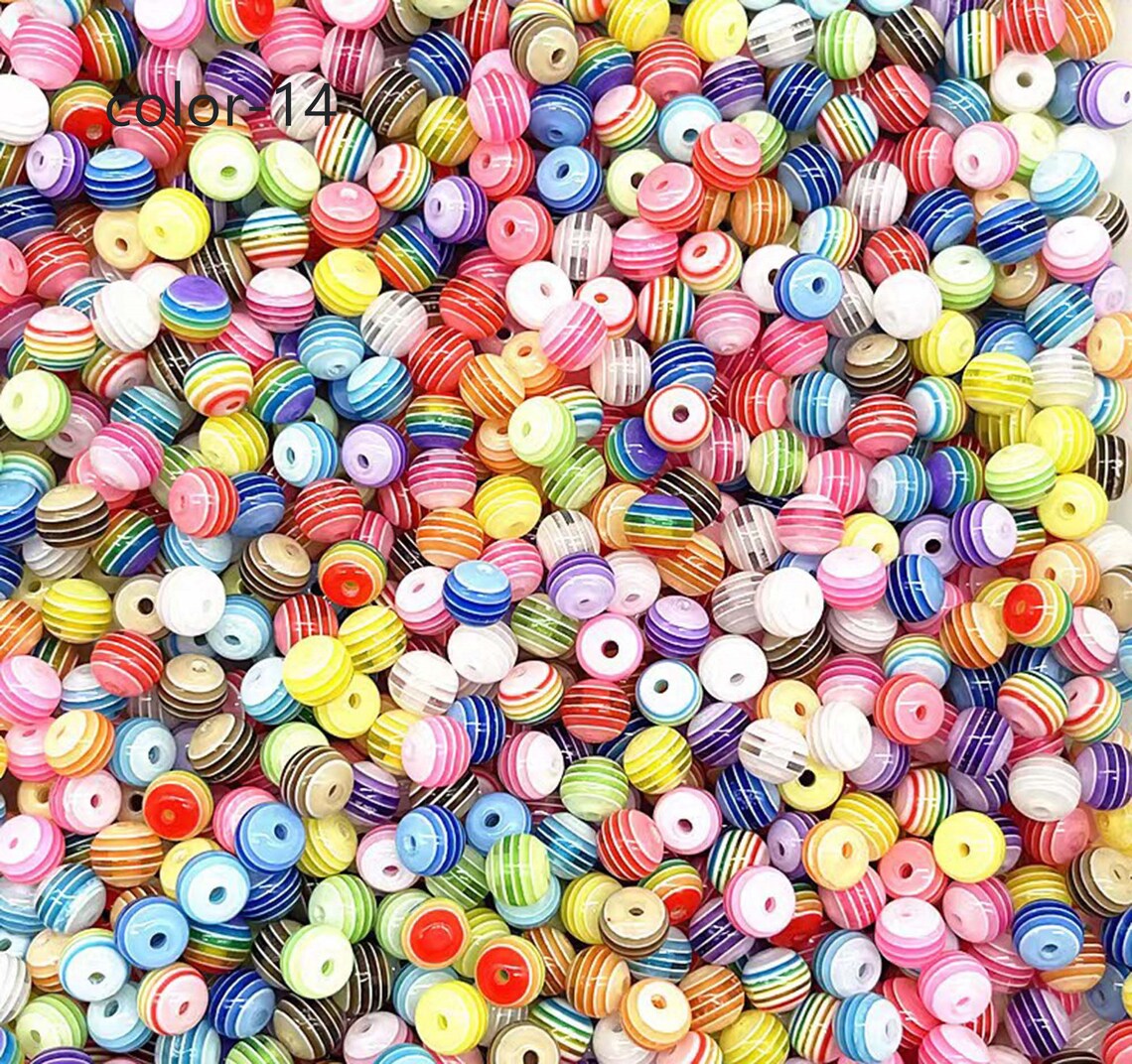 100pcs Dream Girl Starry Sky Flowing Light Resin Smooth Round Beads 6 ...