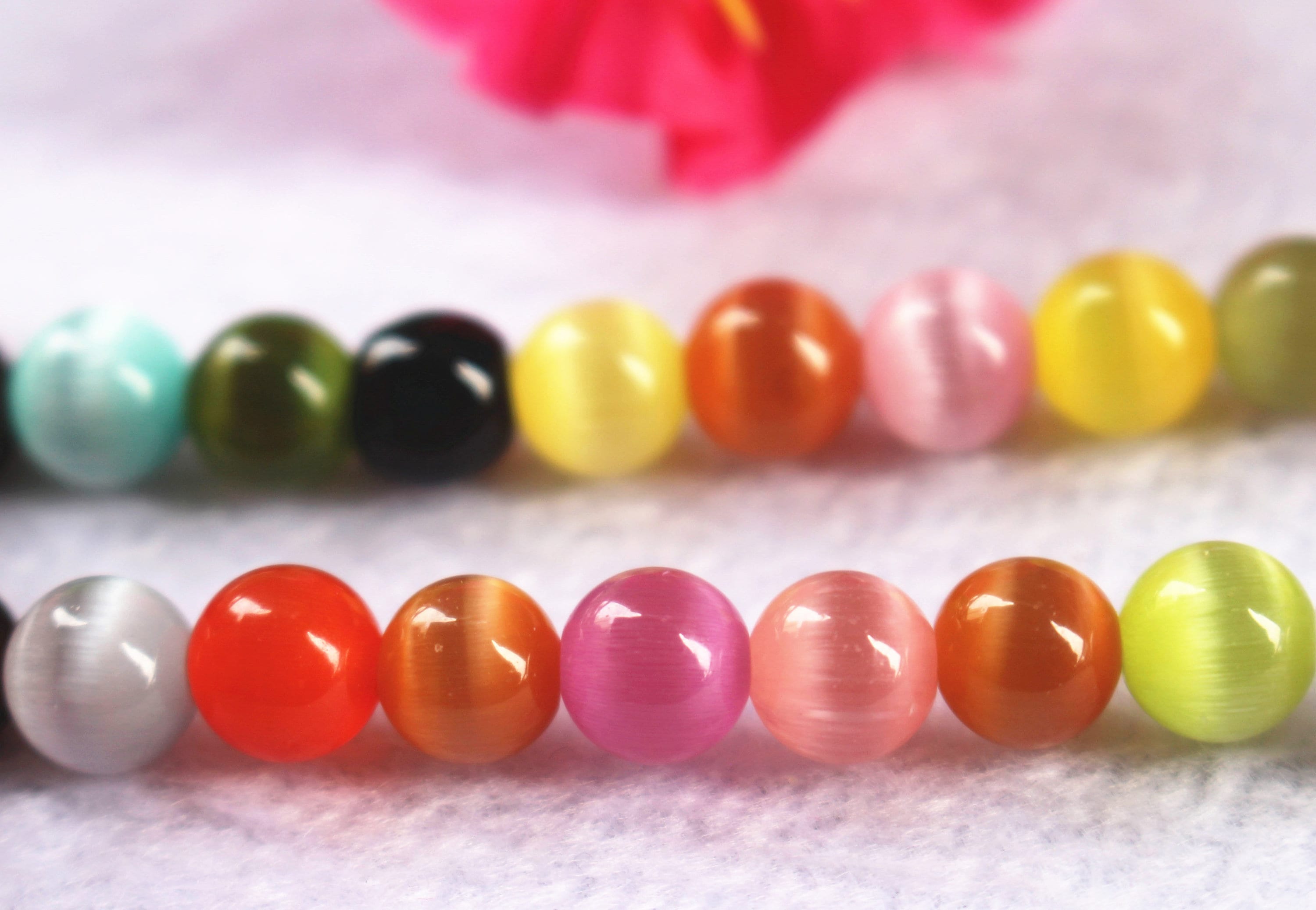 Natural Mixed Color Cat's Eye Smooth Round Beads,cat's Eye Beads ...