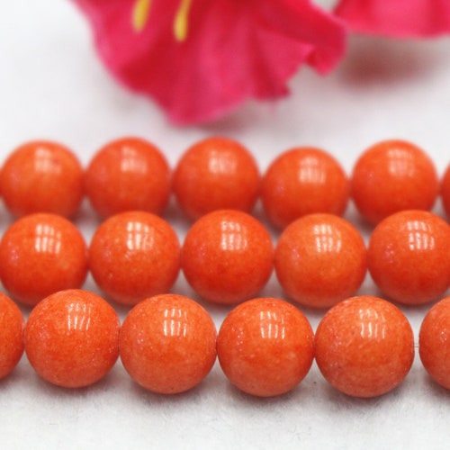 Natural Orange Jade Beads Smooth Polished Round 4mm-14mm - Etsy