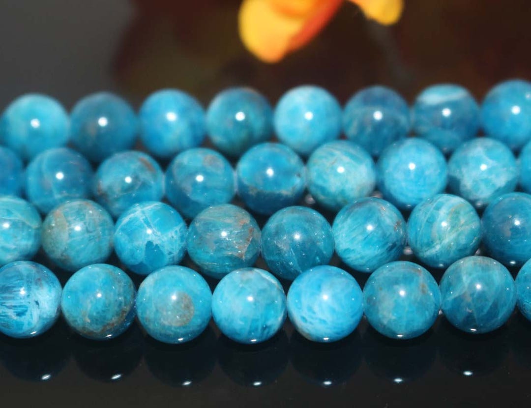 Natural AA Blue Apatite Round Beads,4mm 6mm 8mm 10mm 12mm Blue Apatite ...