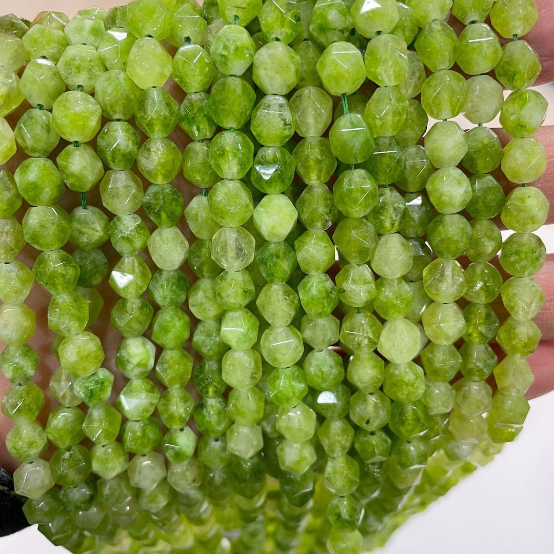 Natural A Star Cut Faceted Olive Green Crystal Beads,6mm 8mm 10mm Olive ...