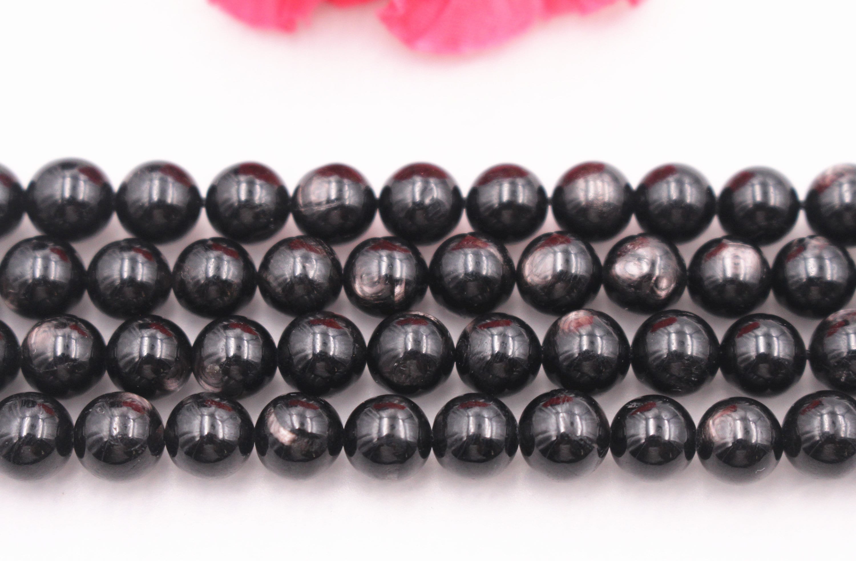 AAA Natural Black Aura Hypersthene Smooth and Round Beads,6mm 8mm 10mm ...