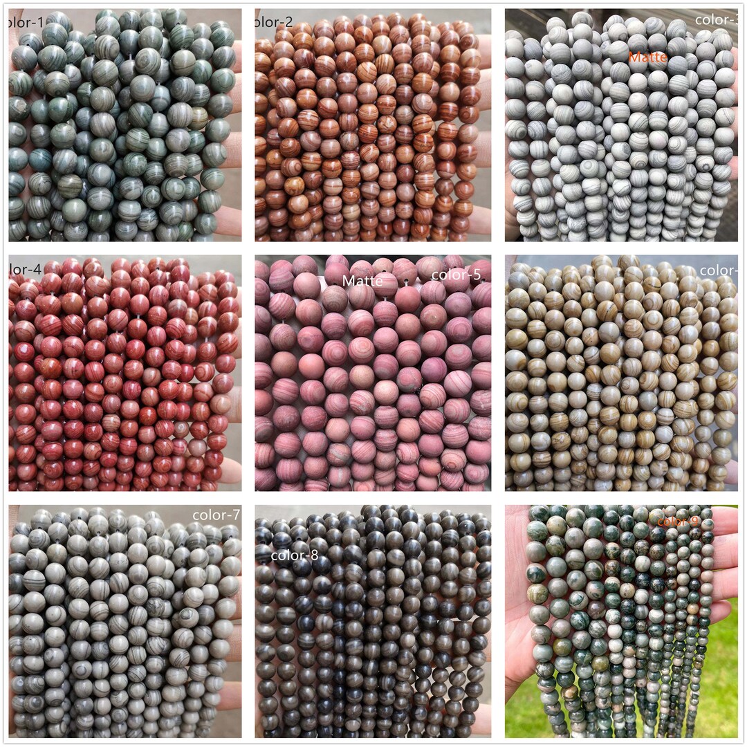 Natural Multicolor Wood Grain Smooth Round Beads Colors to Choose From ...
