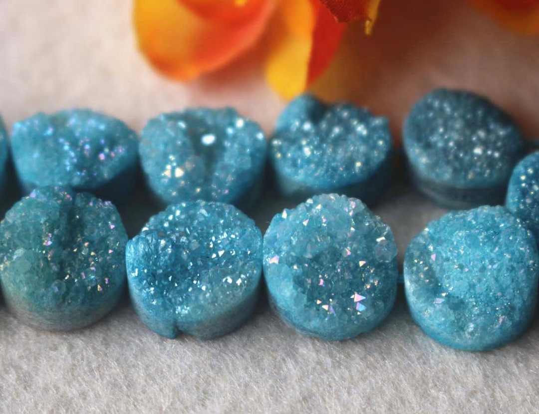 Druzy Quartz Beads,8mm 10mm 12mm 14mm Blue Round Drilled Druzy Beads ...