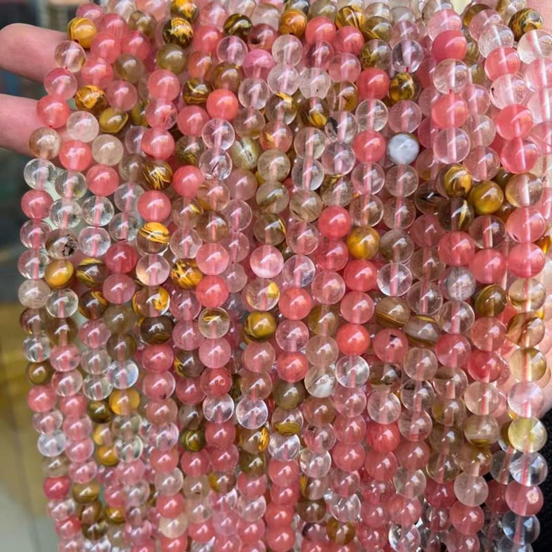Watermelon Quartz Smooth Round Beads,natural Watermelon Quartz Gemstone ...