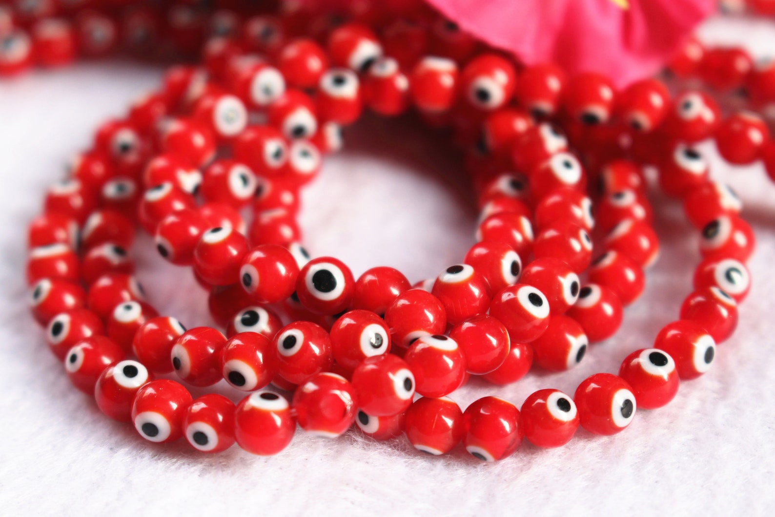 Evil Eye Beads Beads,6mm 8mm 10mm 12mm Red Evil Eyes Coloured Glaze ...