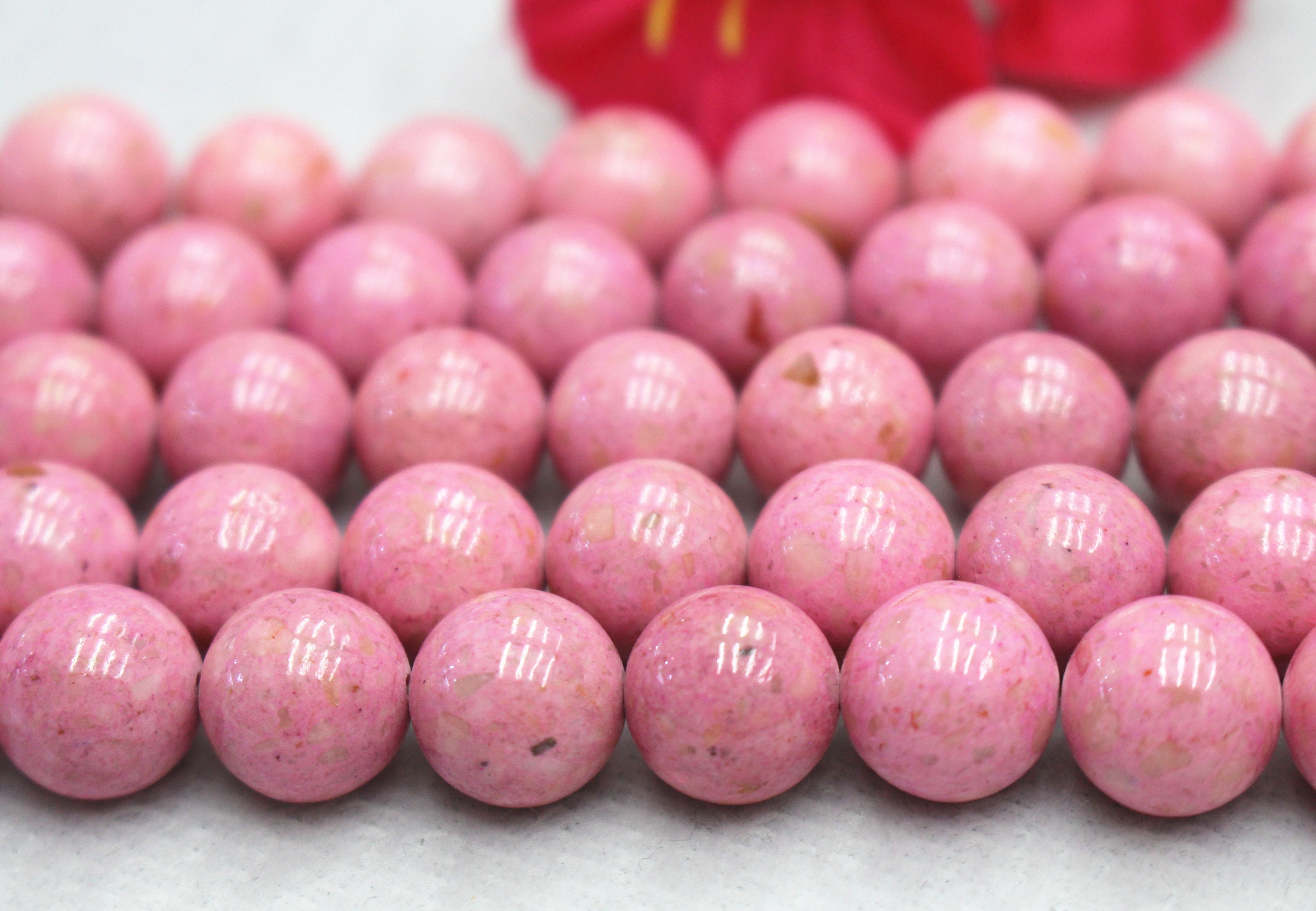 Pink fossils Smooth and Round Beads6mm 8mm 10mm 12mm fossils | Etsy