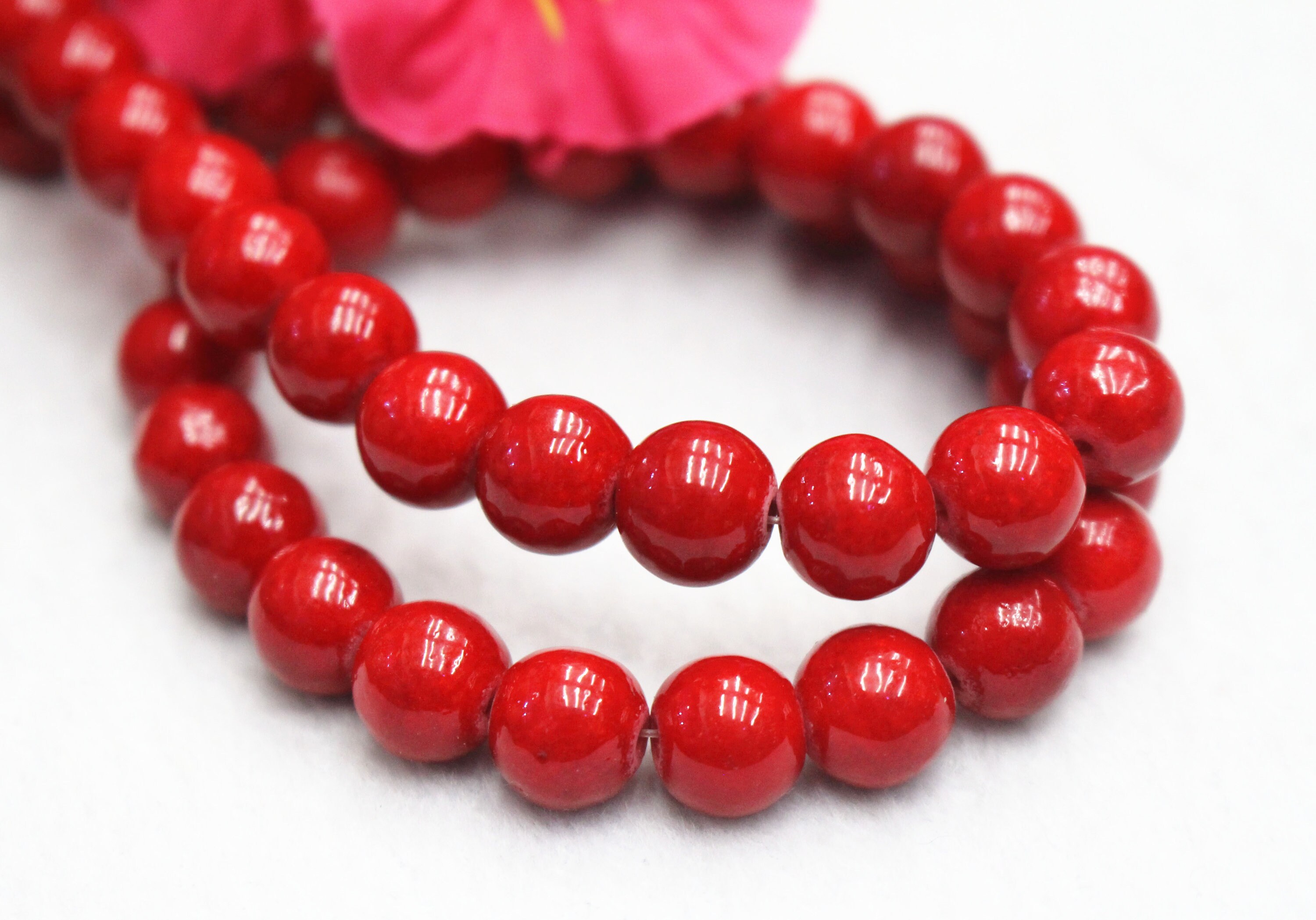 Red Mountain Jade Beads, Smooth Round Beads,4mm 6mm 8mm 10mm 12mm Candy ...