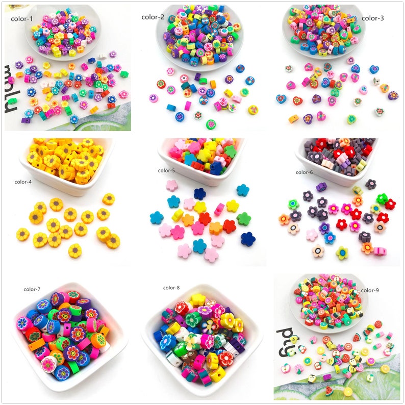 100pcs Clay Bead Soft Pottery Set Round Polymer Clay Spacer Bead Kit ...