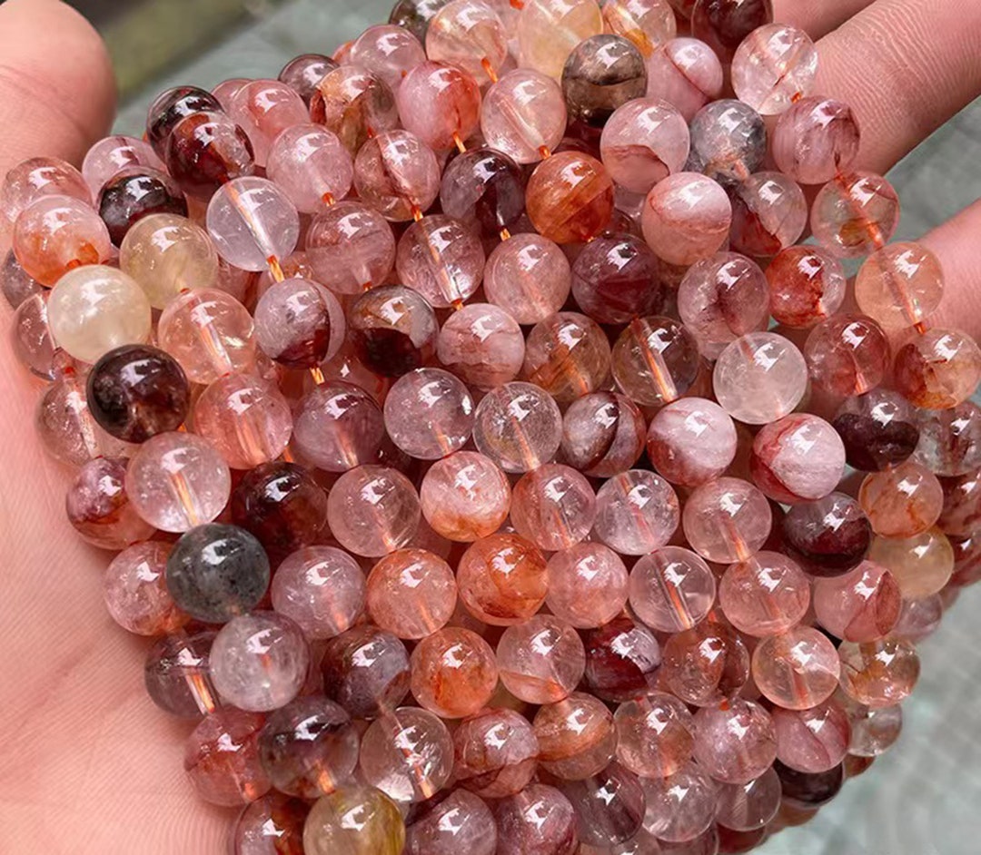 Natural Red Iron Crystal Gemstone Round Smooth Beads,6mm 8mm 10mm 12mm ...