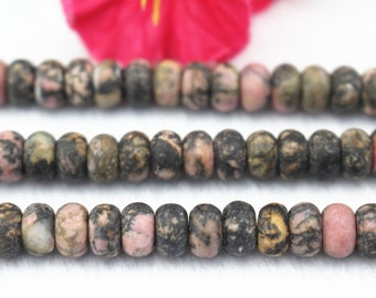 12mm Matte Black Pink Rhodonite Round Beads 15 Strand - Etsy