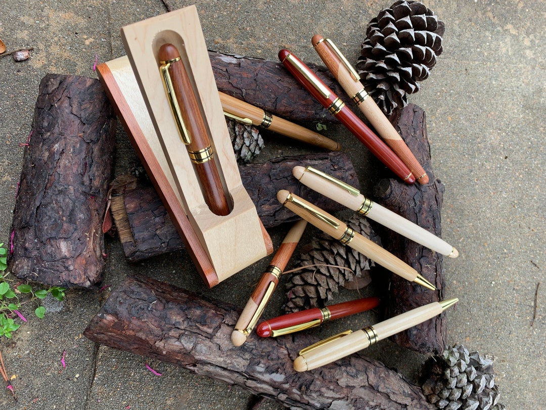 Personalized Multi-color Folding Wooden Pen Set, Engraved Wooden Pen ...